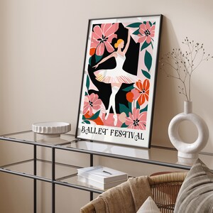 Ballet Dance Festival Poster, Beautiful Ballerina, Vibrant Floral ...