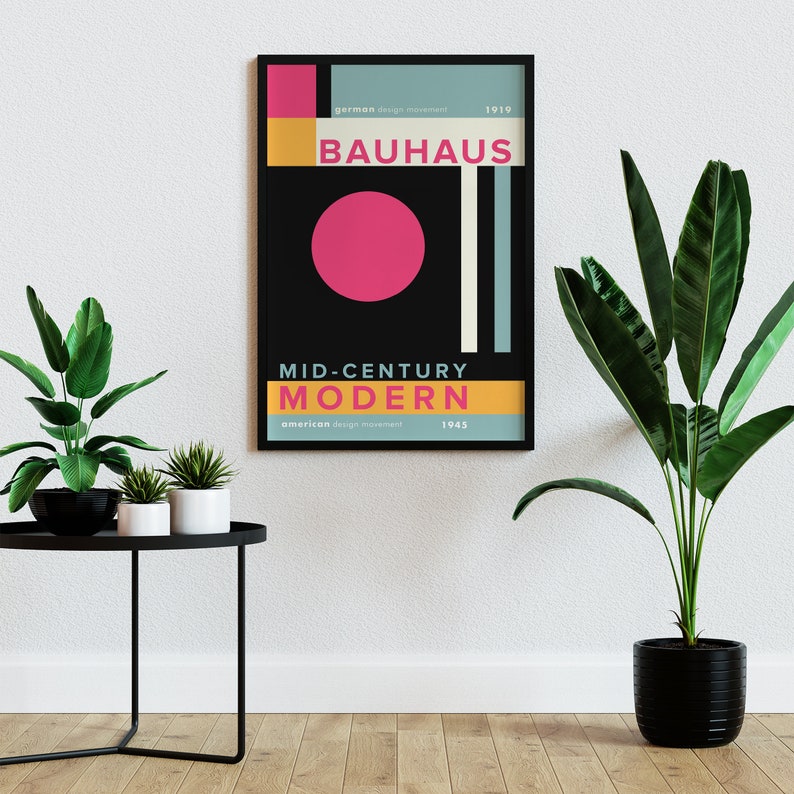 Bauhaus Poster, Mid Century Abstract Wall Art Print, Vintage Minimalist ...