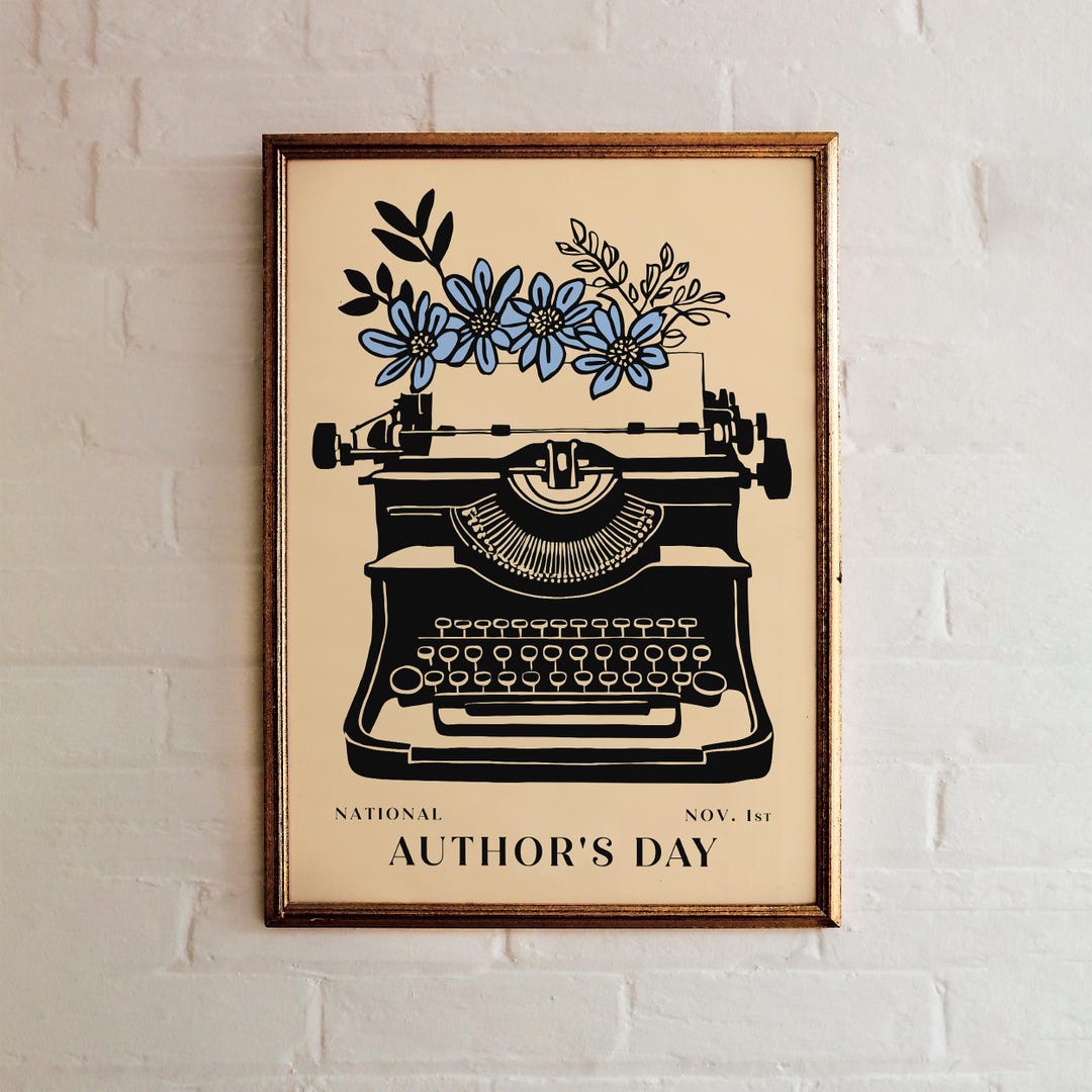 Vintage Typewriter Poster, National Author's Day Art Print, Literary ...