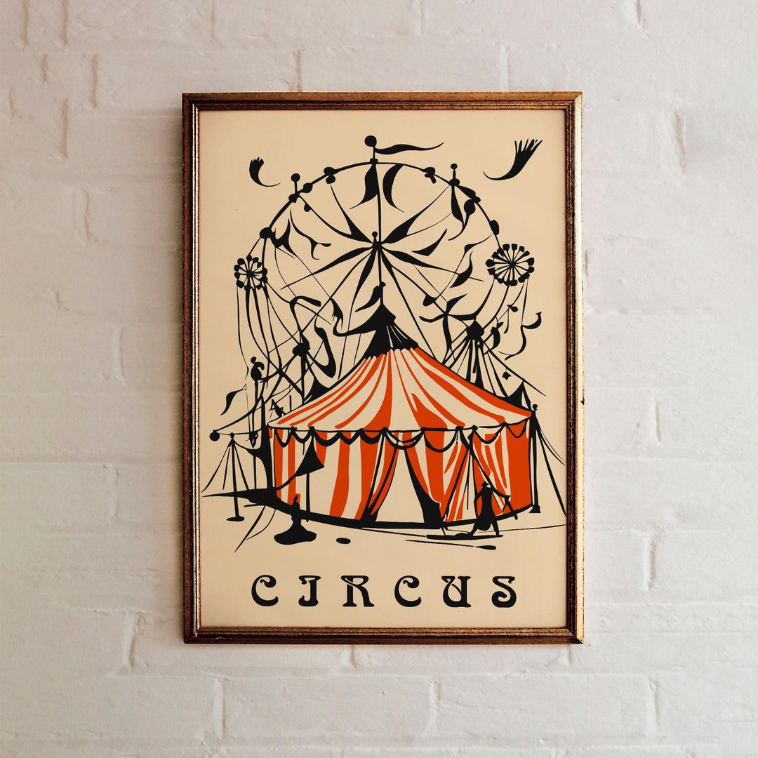Vintage Circus Poster, Mystical Big Top Tent Illustration, Carnival ...