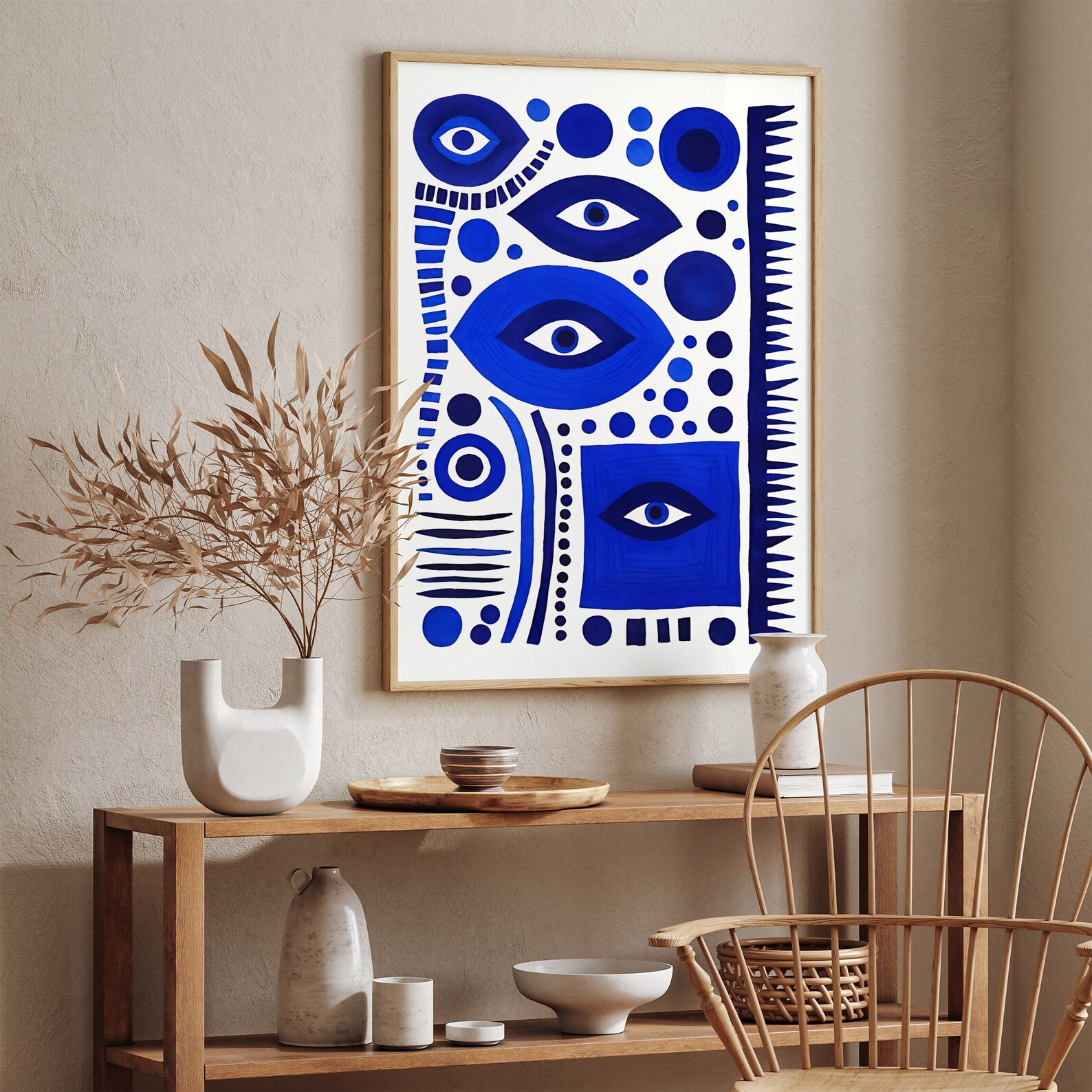 Abstract Blue Eyes Wall Art Poster, Modern Home Decor, Contemporary Eye ...