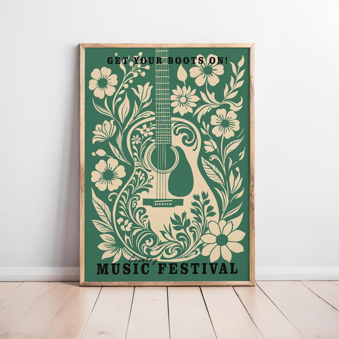 Country Music Print, Vintage Music Poster, Western Wall Art, Nashville ...