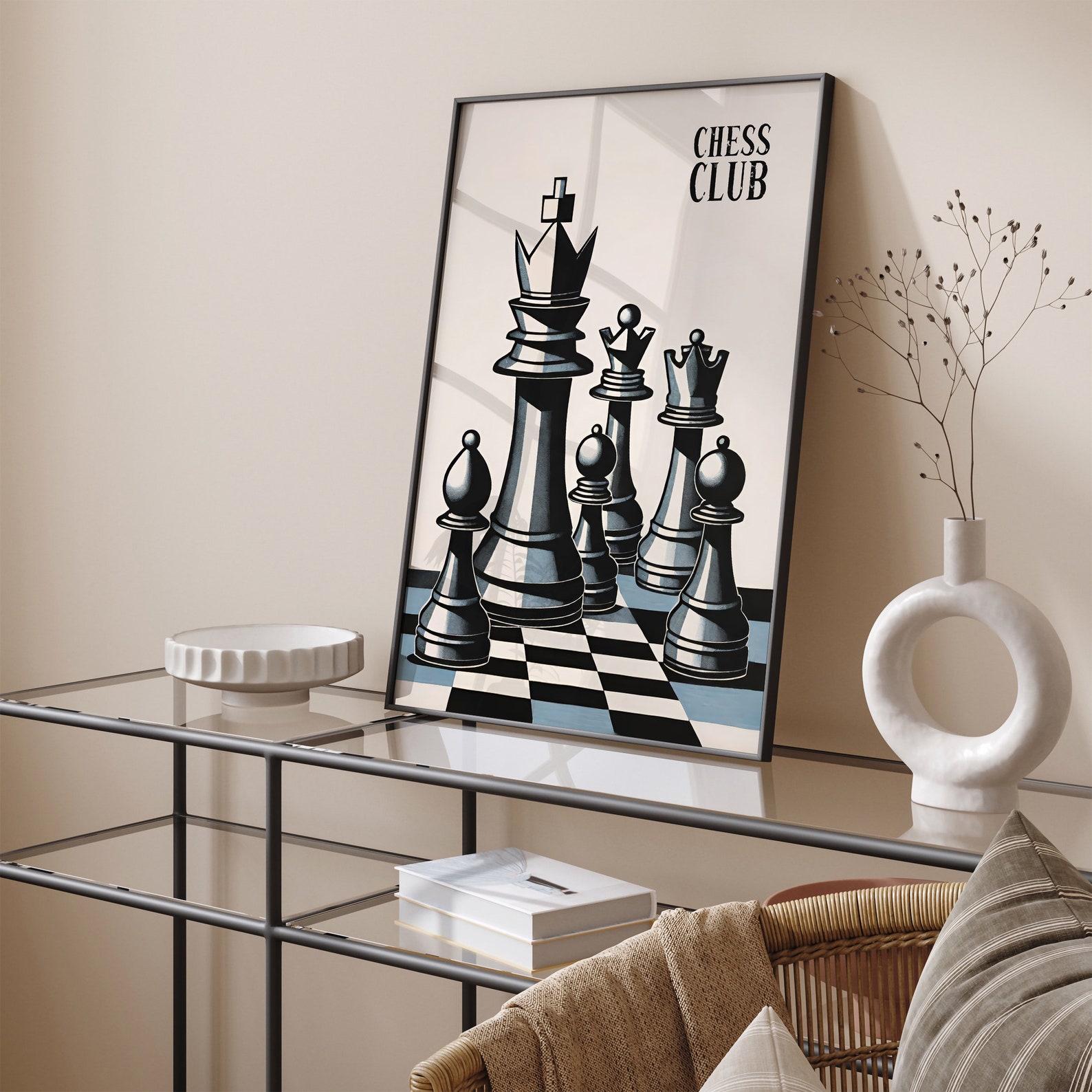 Vintage Chess Club Poster, Iconic Chess Pieces Wall Art, Perfect for ...