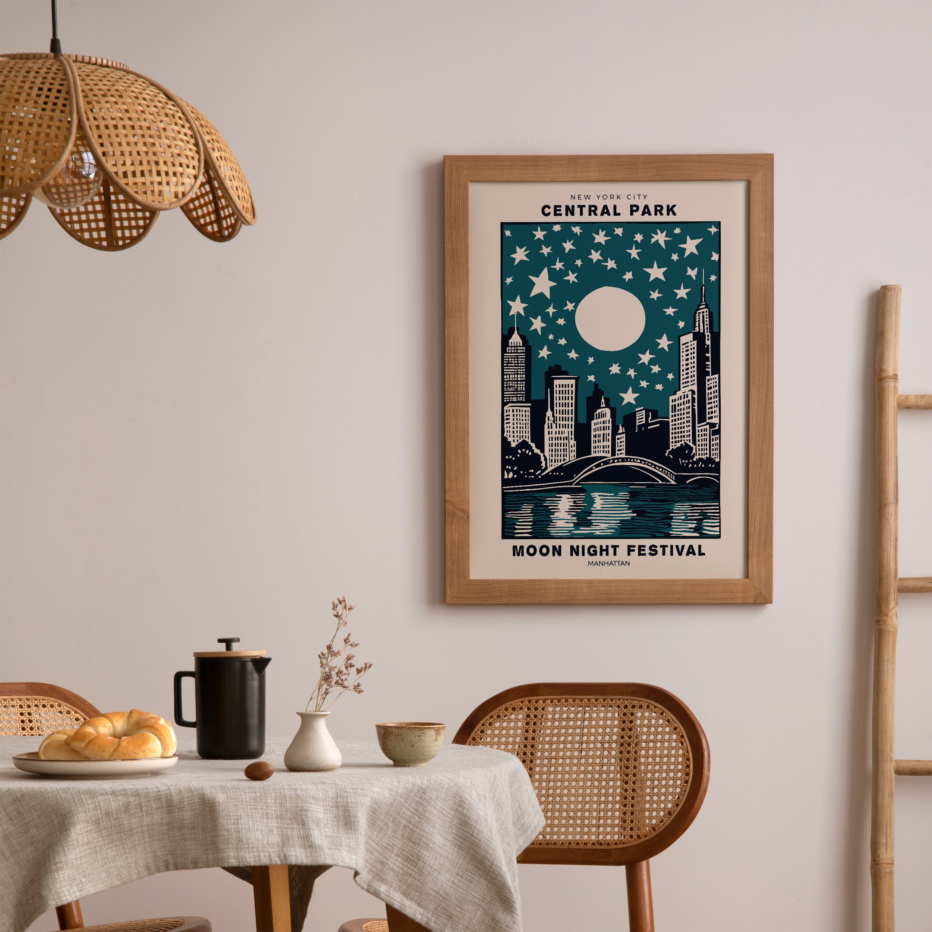 Manhattan Poster Moon Art Starfest Poster NYC New York - Etsy
