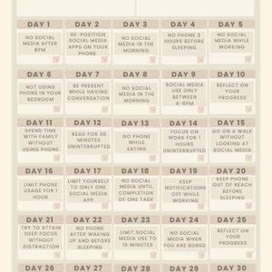 30 Day Social Media Detox Challenge | Social Media Printable | Digital ...