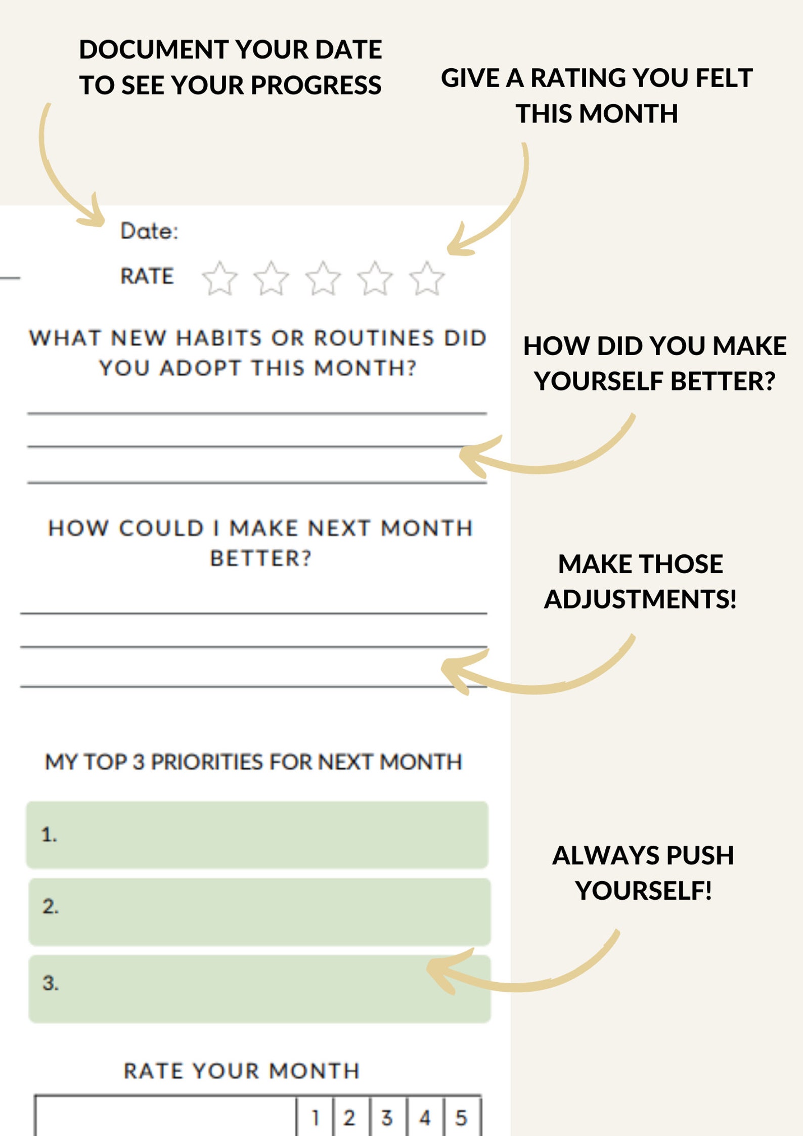 Monthly Reflections Review , Monthly Reflection Journal, Monthly ...