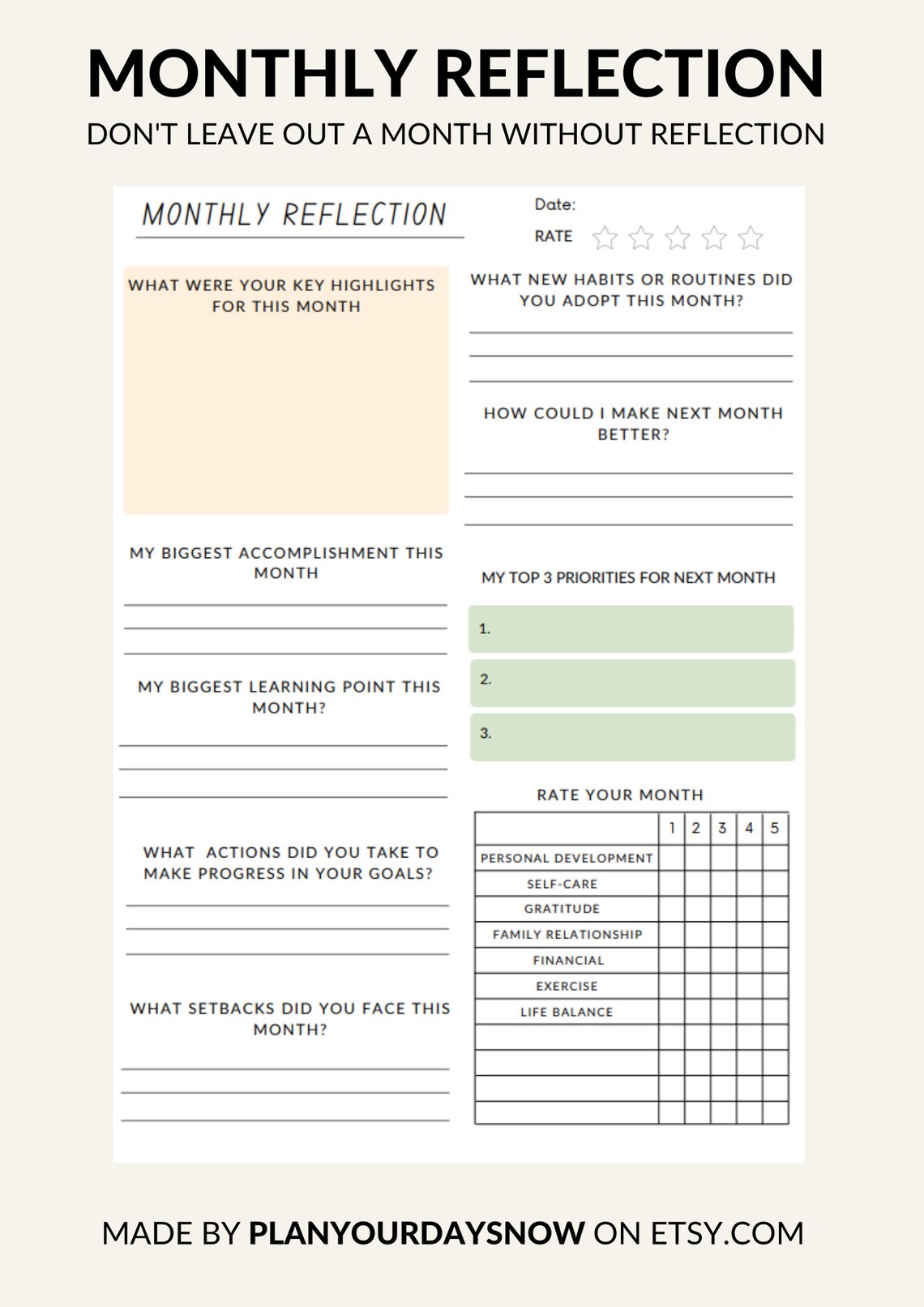 Daily, Weekly and Monthly Reflection, Daily Reflection, Weekly ...