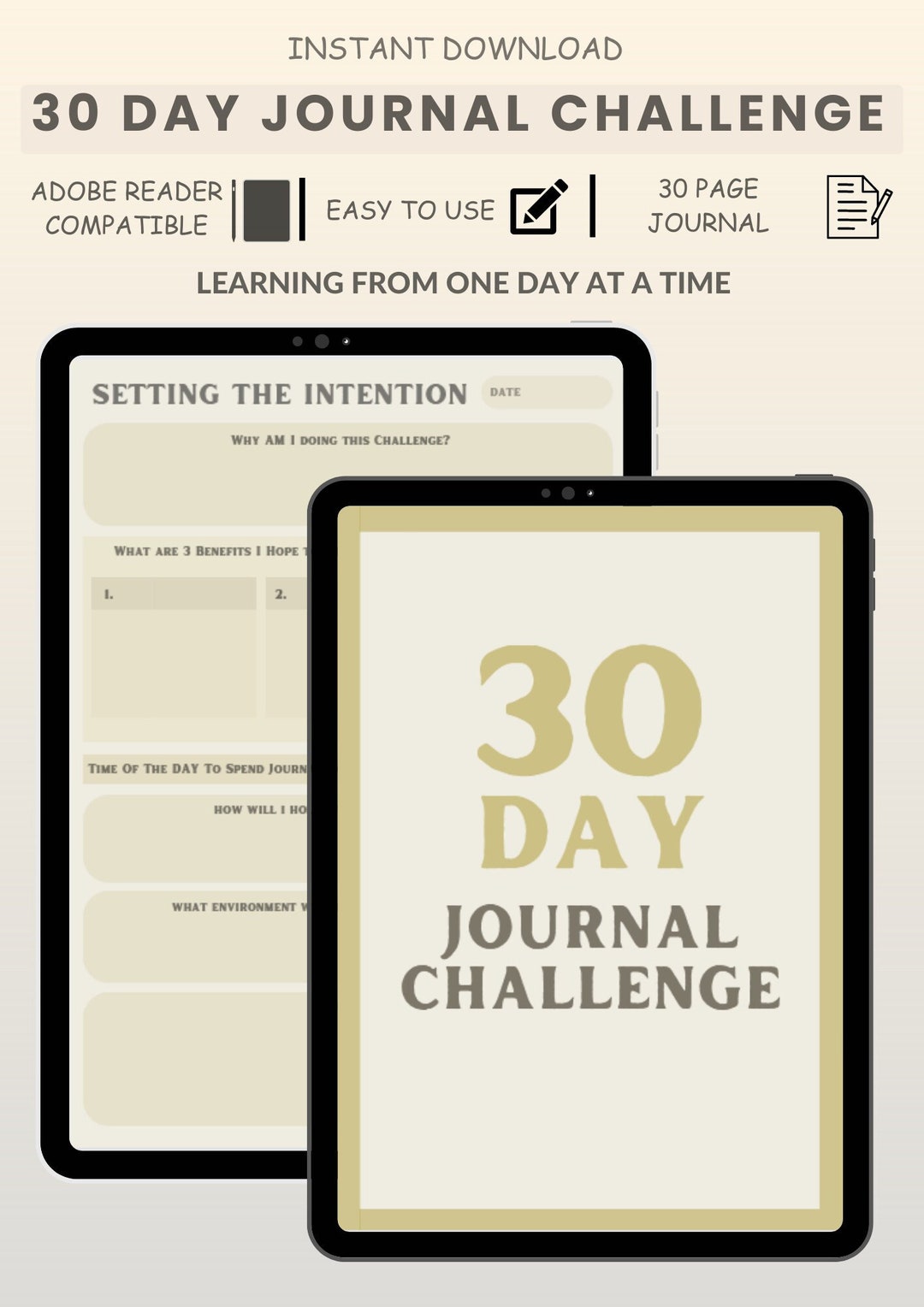 30 Day Journal Challenge | Digital Journal | Goodnotes | Printable A5 ...