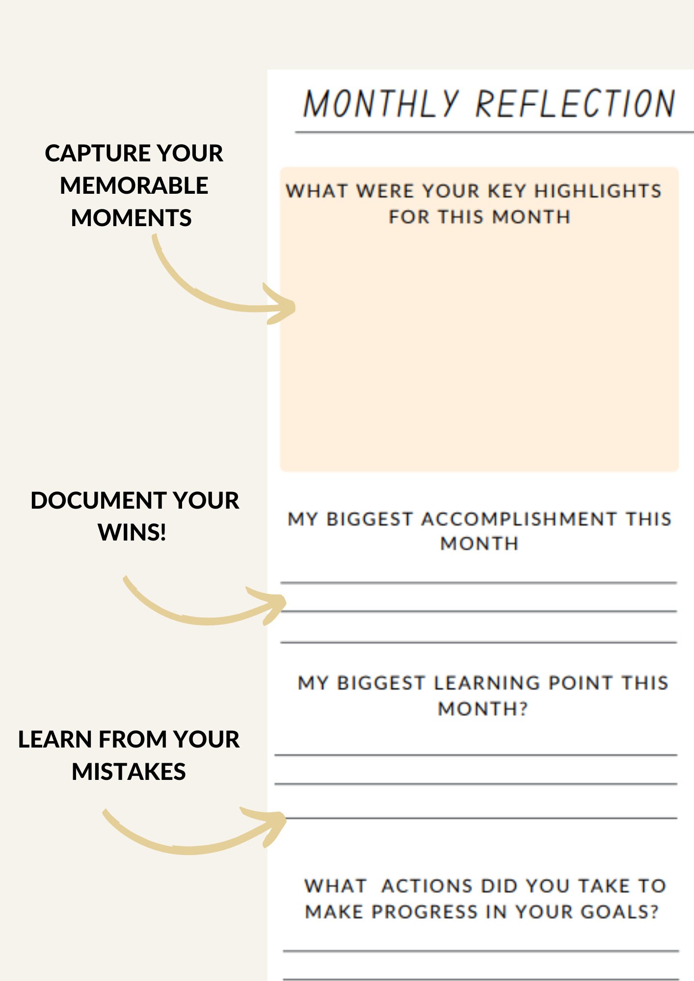 Monthly Reflections Review , Monthly Reflection Journal, Monthly ...