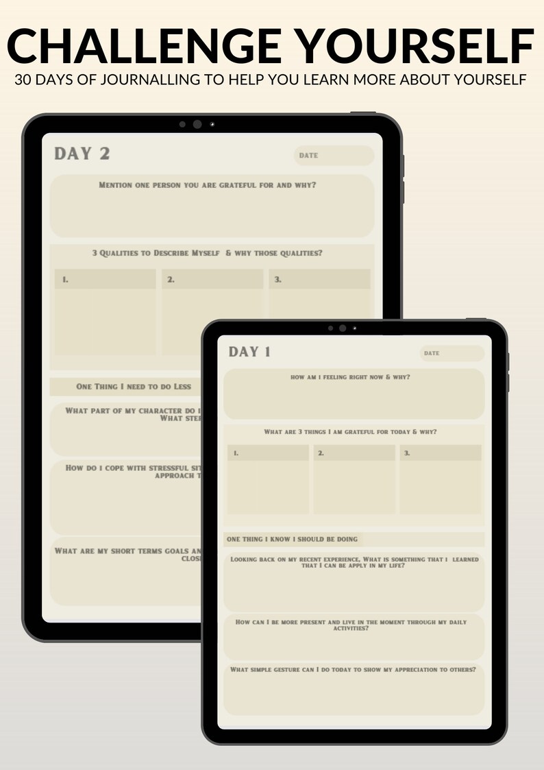 30 Day Journal Challenge | Digital Journal | Goodnotes | Printable A5 ...