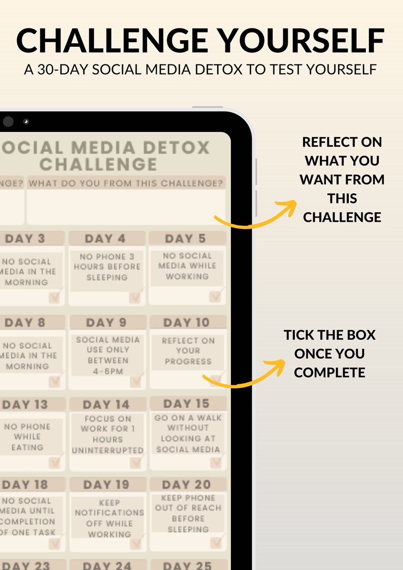 30 Day Social Media Detox Challenge | Social Media Printable | Digital ...