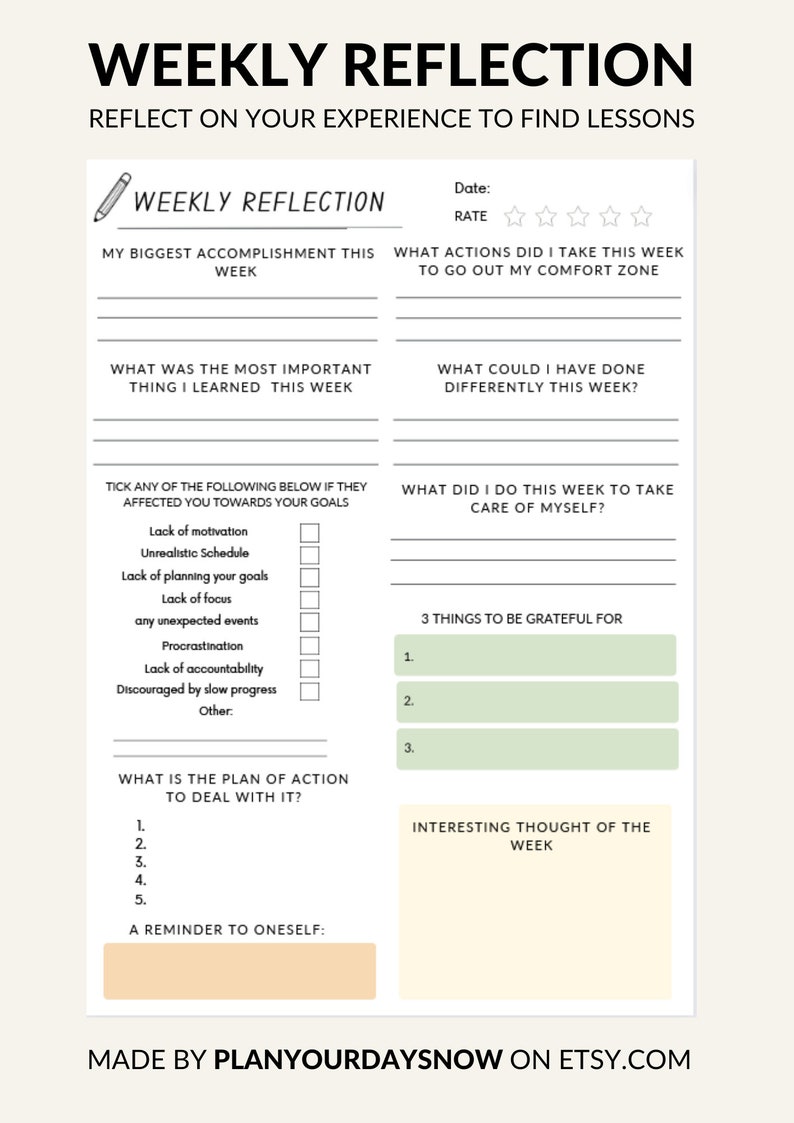 Daily, Weekly and Monthly Reflection, Daily Reflection, Weekly ...