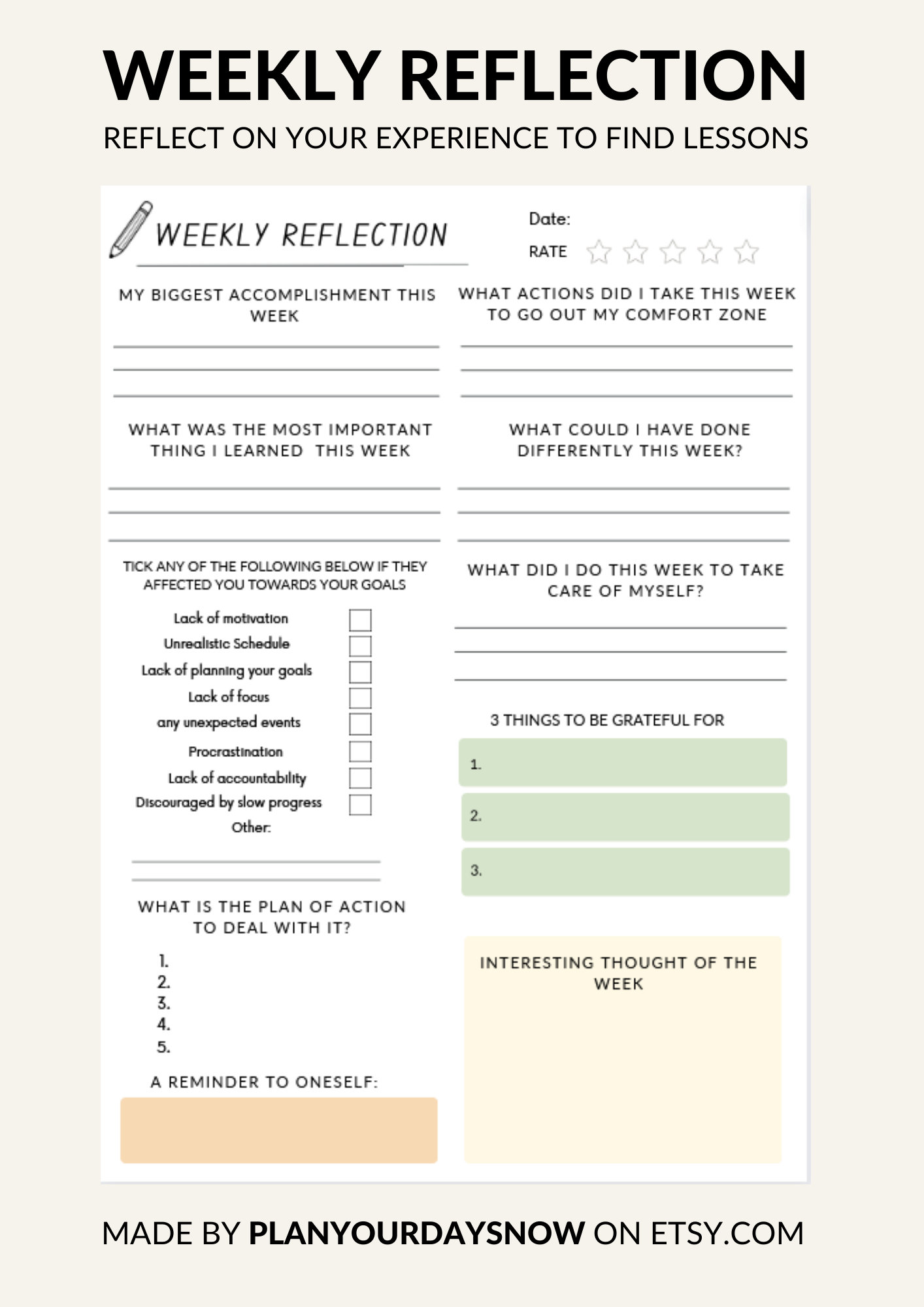 Daily, Weekly and Monthly Reflection, Daily Reflection, Weekly ...