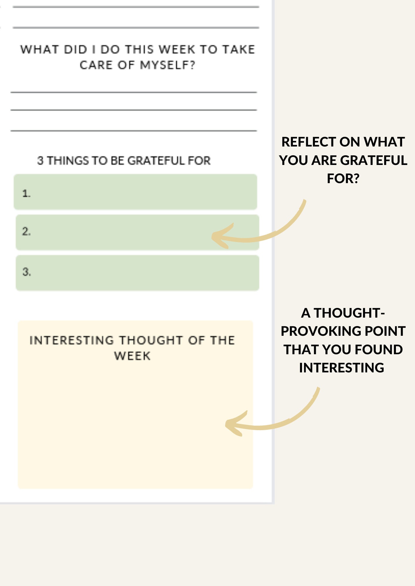 Weekly Reflections Review , Weekly Reflection Journal, Weekly ...