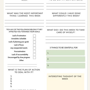 Weekly Reflections Review , Weekly Reflection Journal, Weekly ...