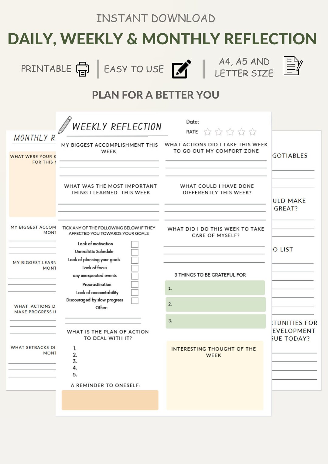 Daily, Weekly and Monthly Reflection, Daily Reflection, Weekly ...