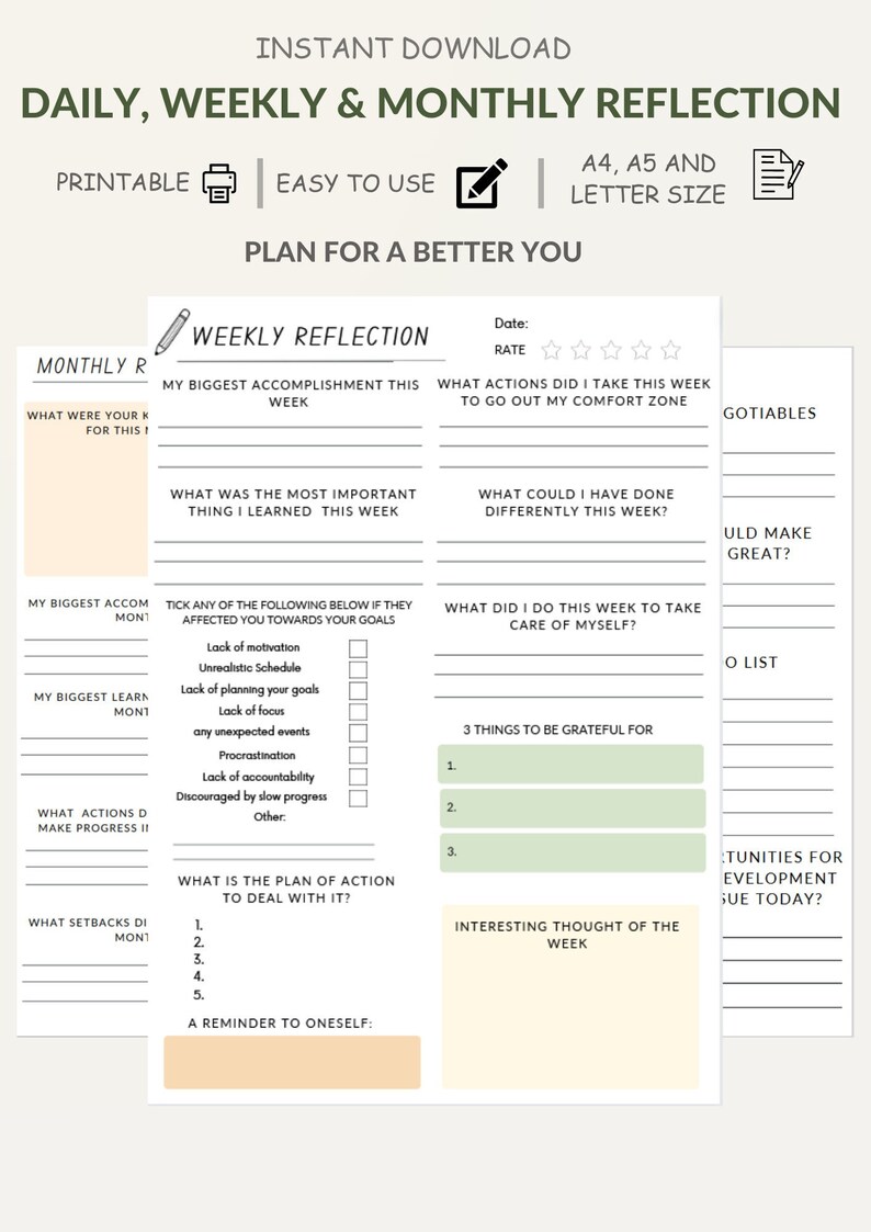 Daily, Weekly and Monthly Reflection, Daily Reflection, Weekly ...