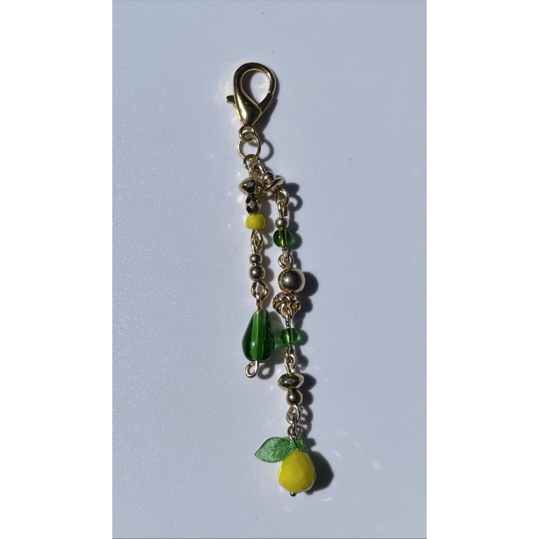 Lemon Drop Beaded Keychain With Gold and Green Beads - Etsy