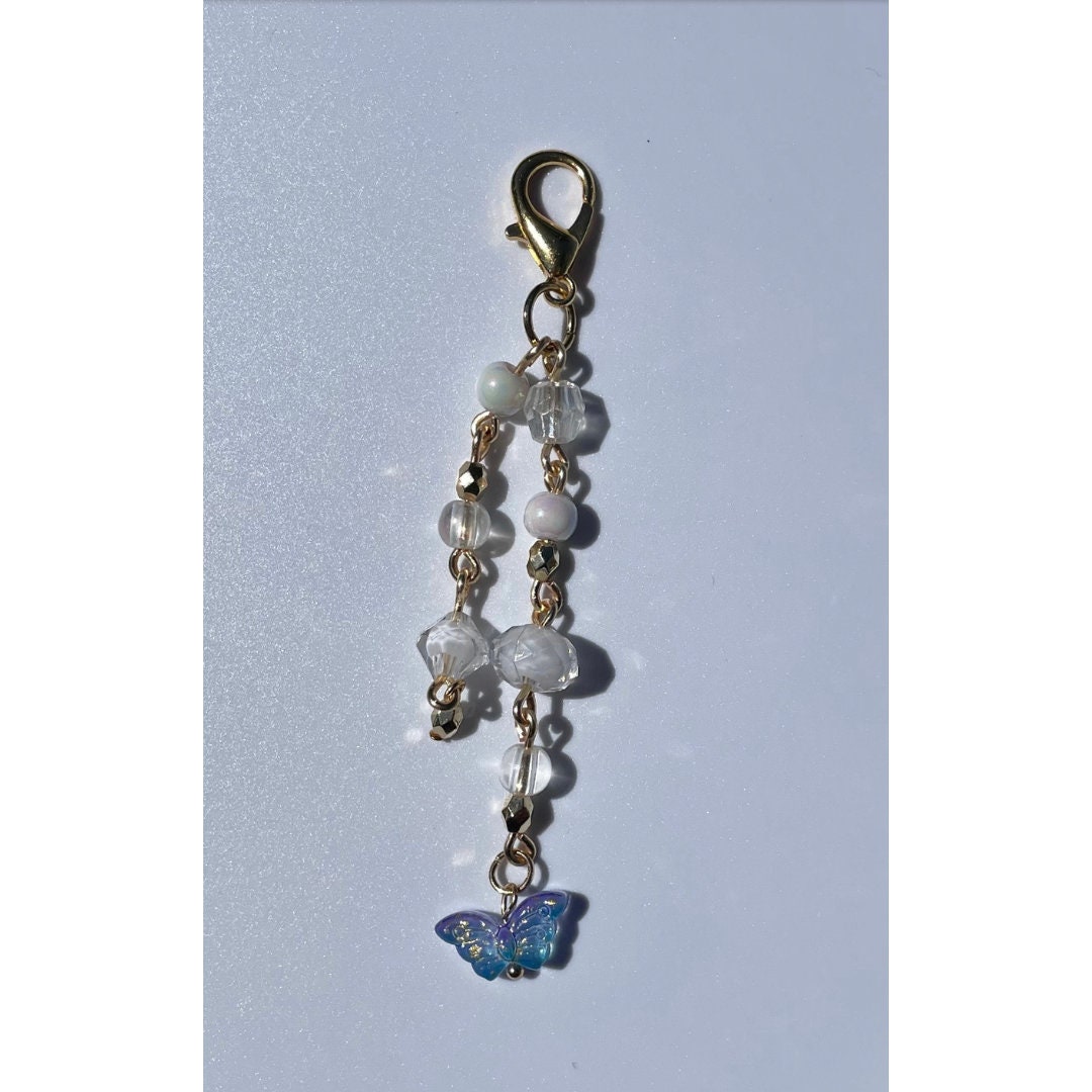 Blue Purple and Gold Butterfly Keychain - Etsy