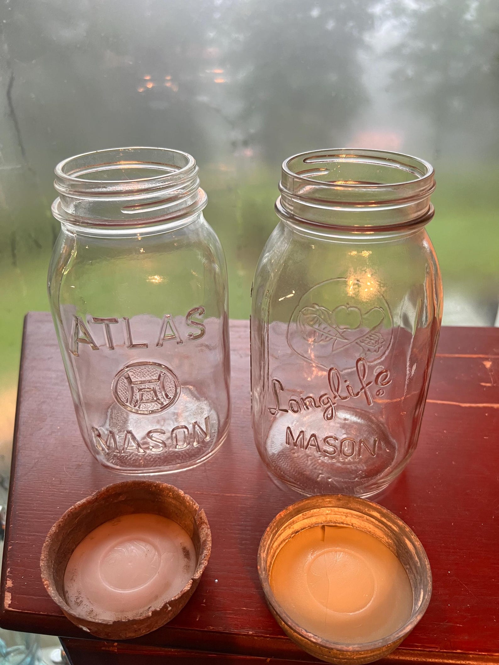 A Pair of Vintage Quart Jars. Atlas Mason and Longlife Mason. Excellent ...