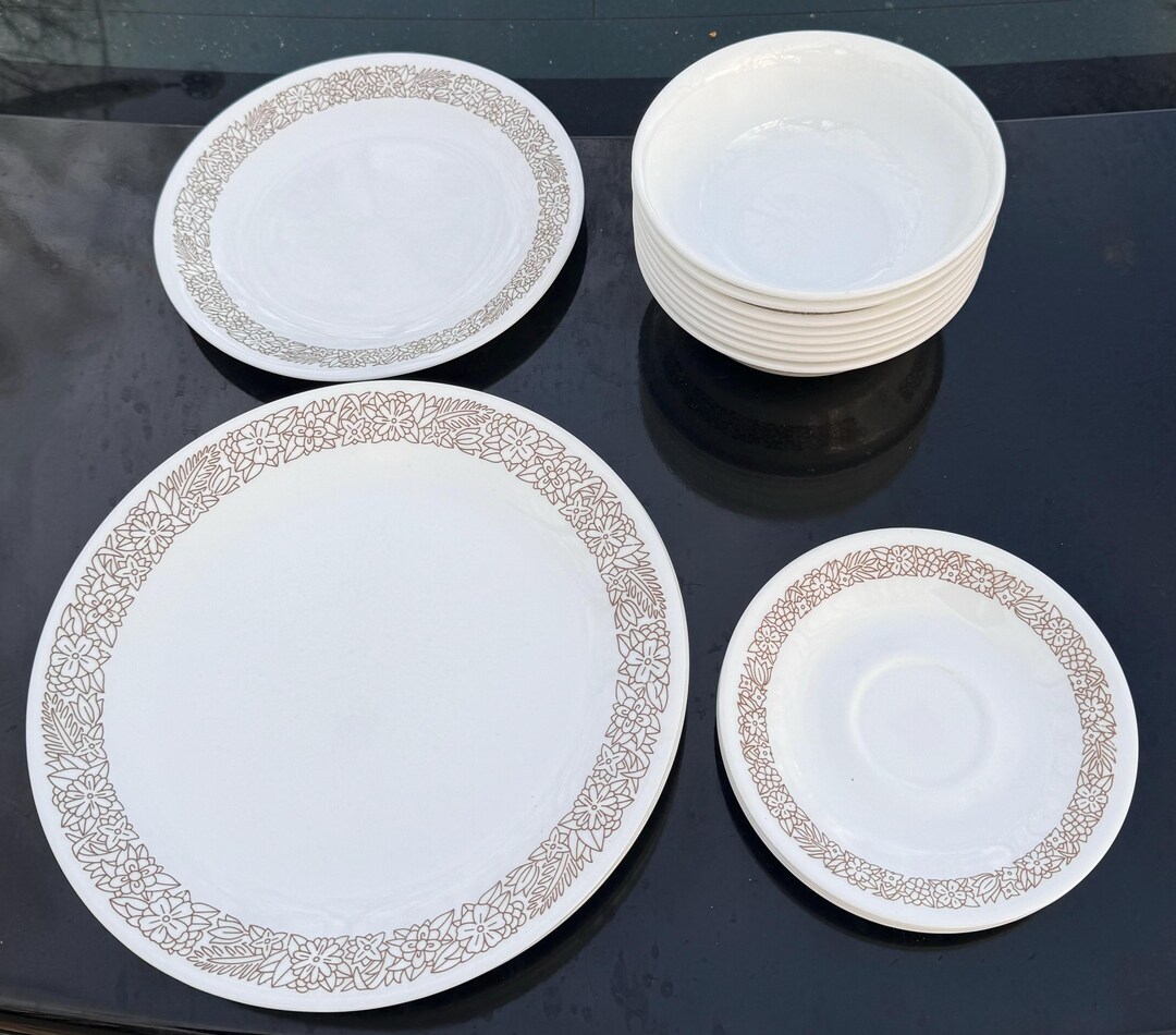 Vintage 19pc Set of Woodland Brown Corelle Dishes. Corningware - Etsy