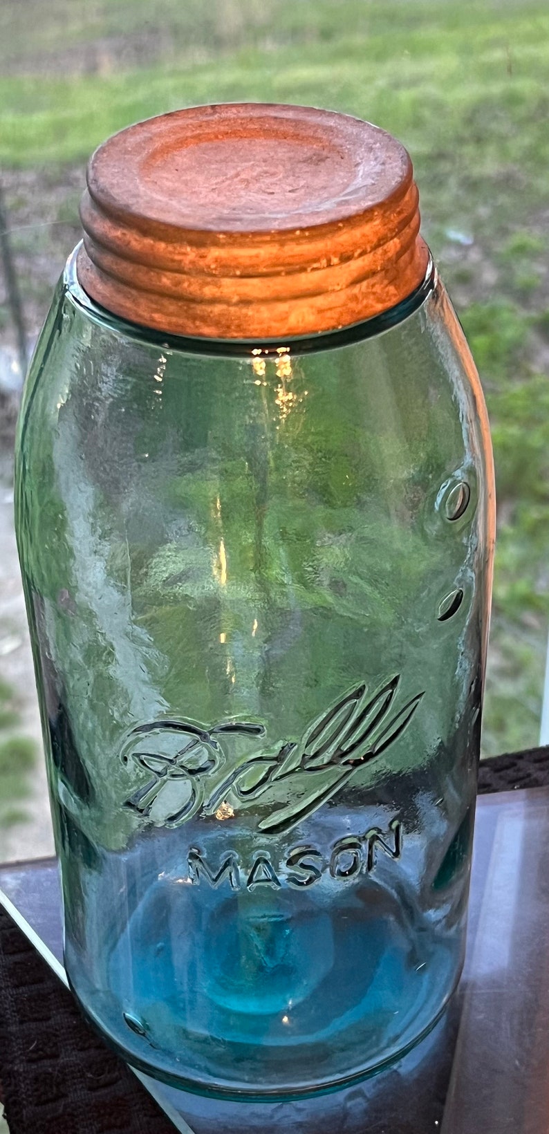 Antique 1900-1910 Blue Aqua Half Gallon Ball Mason Jar. - Etsy