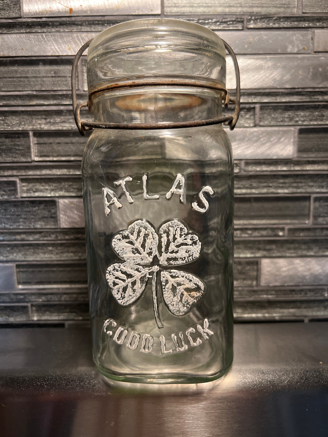 Vintage Atlas Good Luck Quart Jar. BEAUTIFUL - Etsy