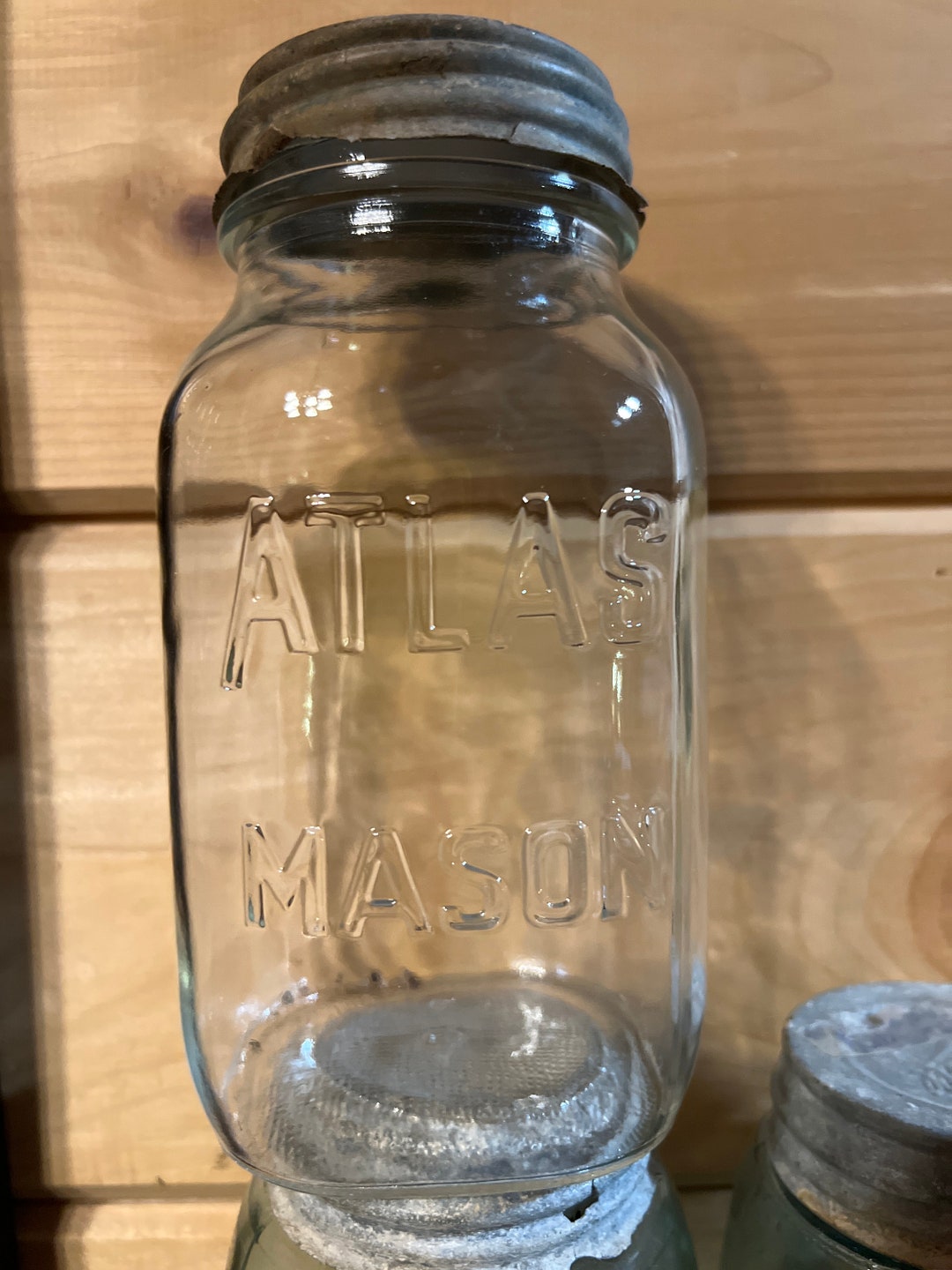 Vintage Atlas Mason Quart Jar Lucky 13 on the Bottom Comes With a Old ...