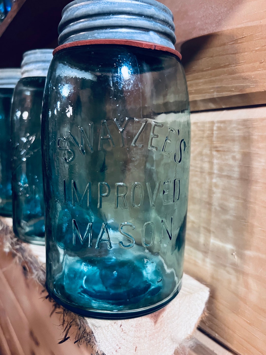 Vintage Swayzees Improved Mason Quart With Old Zinc Lid and Rubber Seal ...