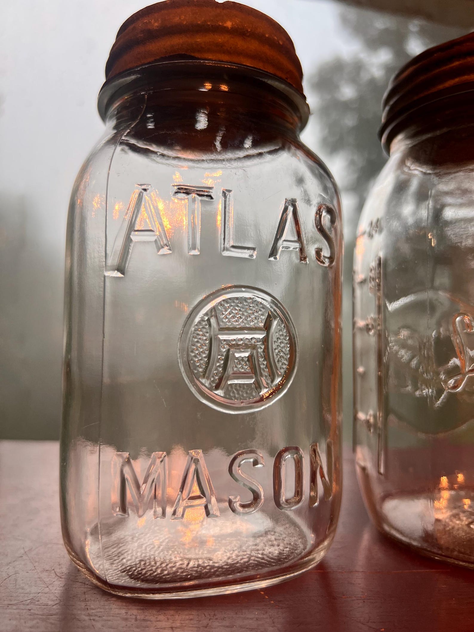 A Pair of Vintage Quart Jars. Atlas Mason and Longlife Mason. Excellent ...