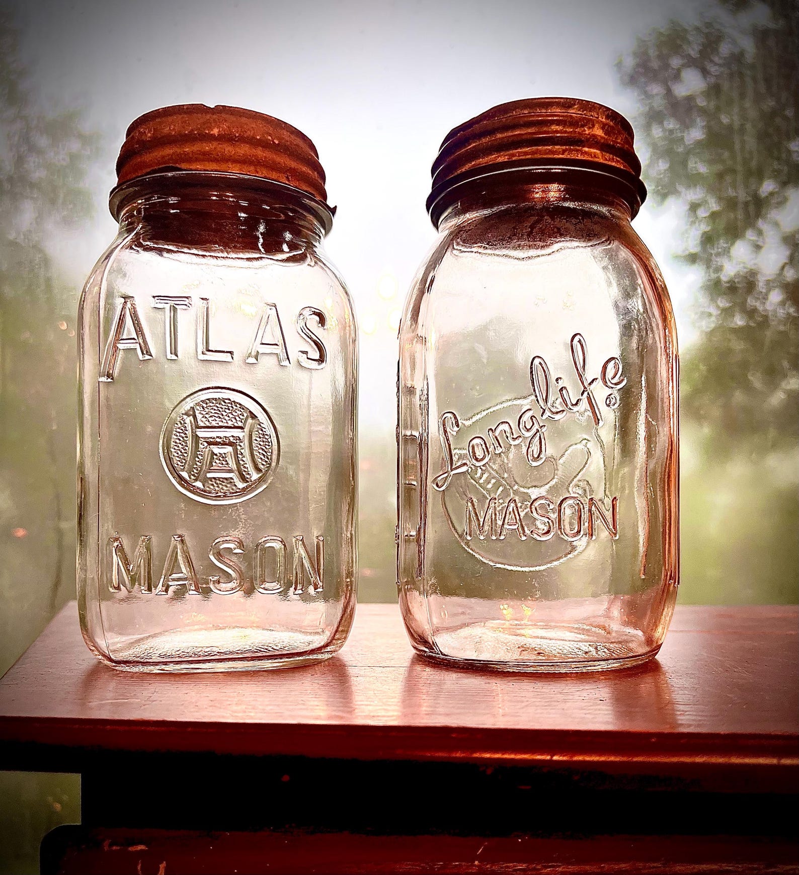 A Pair of Vintage Quart Jars. Atlas Mason and Longlife Mason. Excellent ...