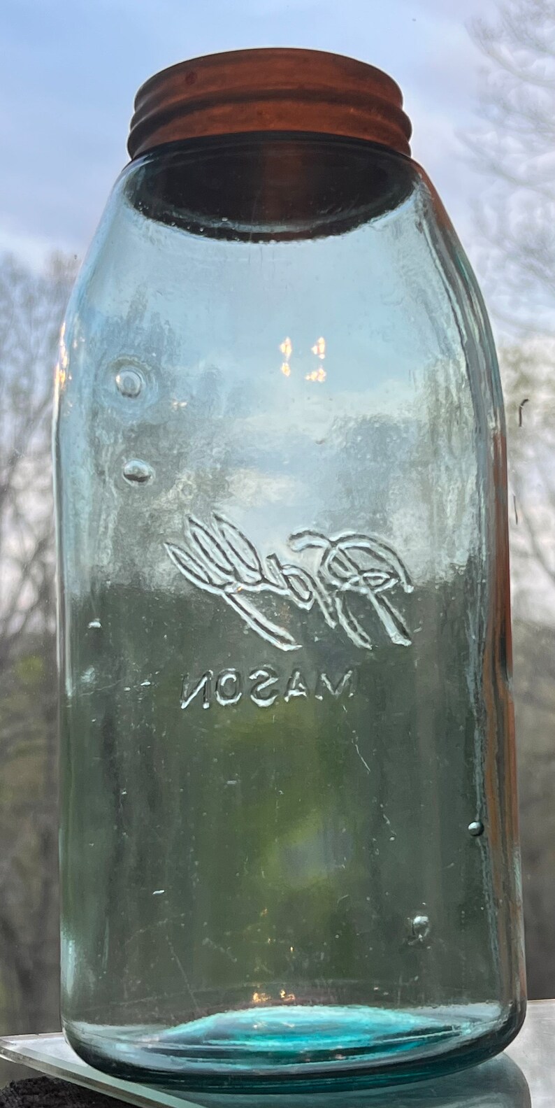 Antique 1900-1910 Blue Aqua Half Gallon Ball Mason Jar. - Etsy