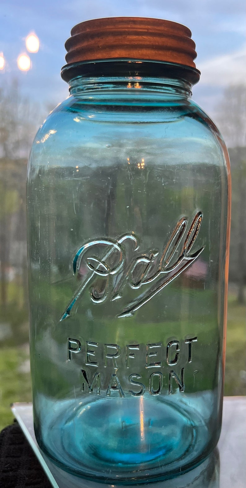 Antique Half Gallon Aqua Ball Perfect Mason Jar. 1910-1923 Time Period ...