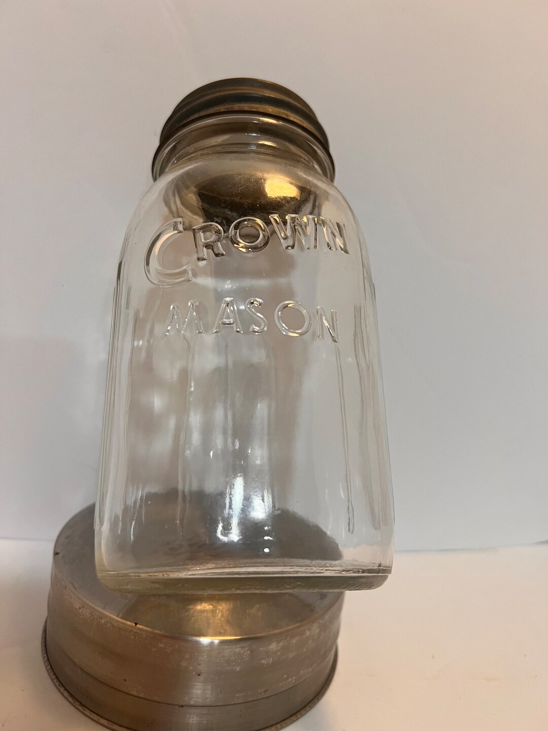 Vintage Crown Mason Quart Jar With Zinc Lid - Etsy