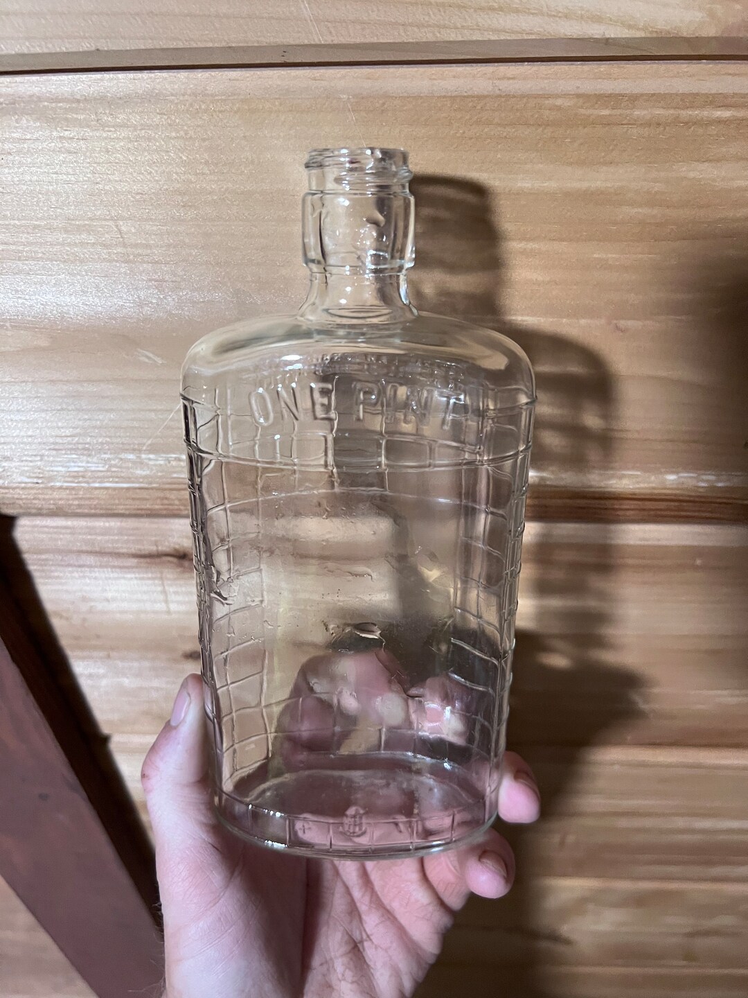 Old Empty 1967 One Pint Whiskey Flask With Checkered Pattern - Etsy