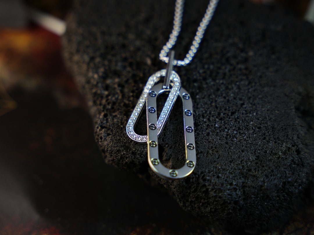 UUP Iced Out Double Hoop Pendant Necklace, Hip-hop Diamond Simulant ...