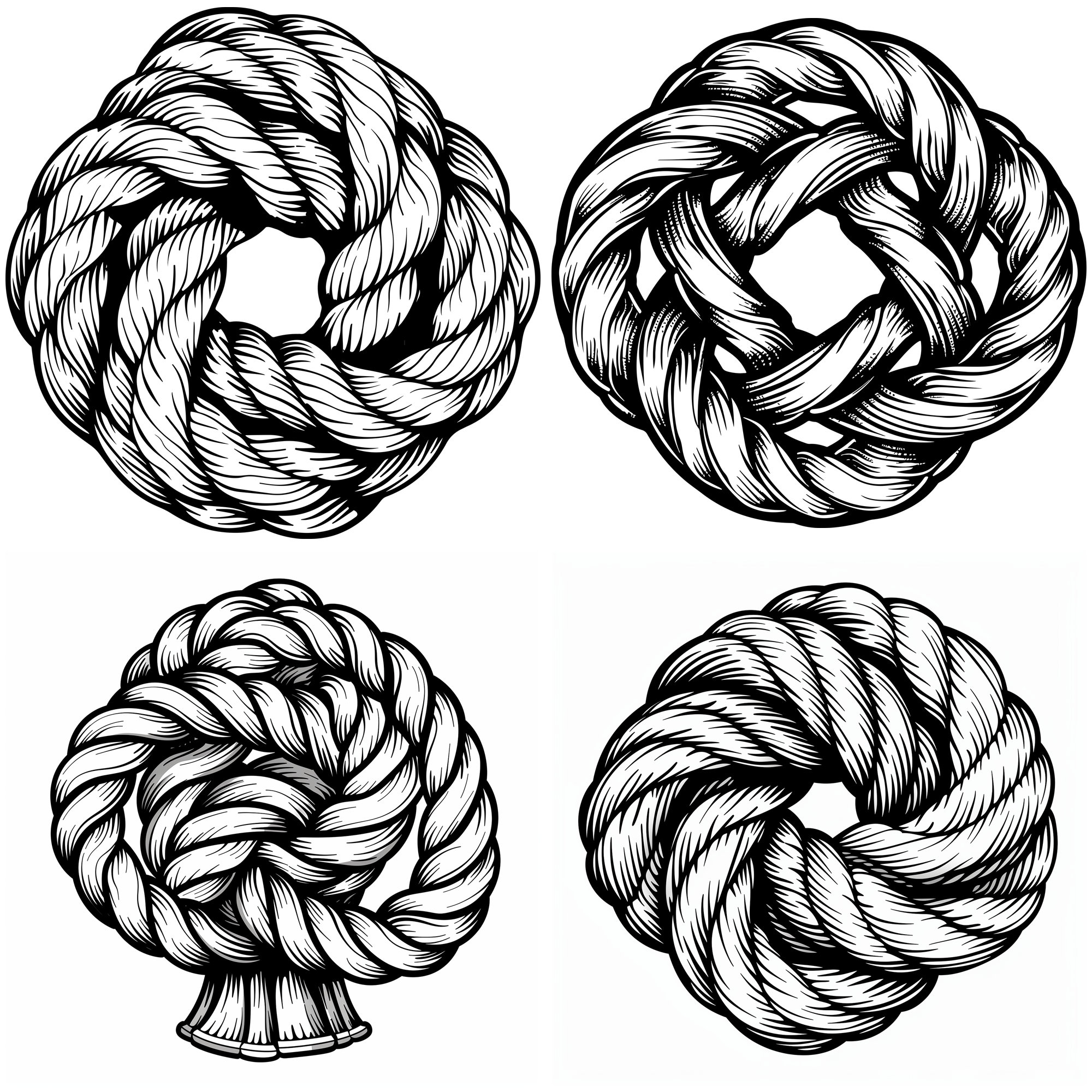35 Rope Knots Clipart Bundle / Outline & Stamp Graphics / Decorative ...