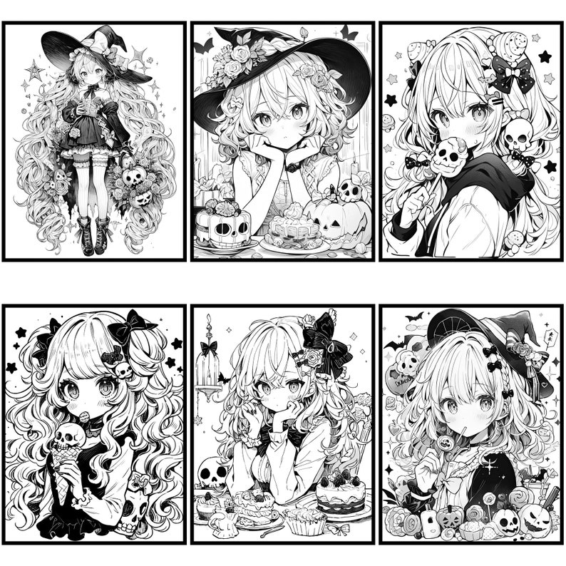 Kawaii Halloween Coloring Pages Bundle Super Cute Holiday - Etsy