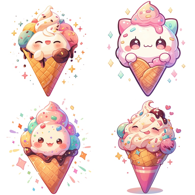 Kawaii Dessert Vector PNG Clipart Bundle 2, Cute Dessert Clipart, Cake ...