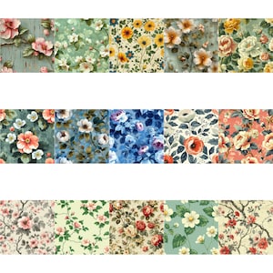 Shabby Chic Flowers Digital Paper Bundle, Flower Digital Paper, Floral ...