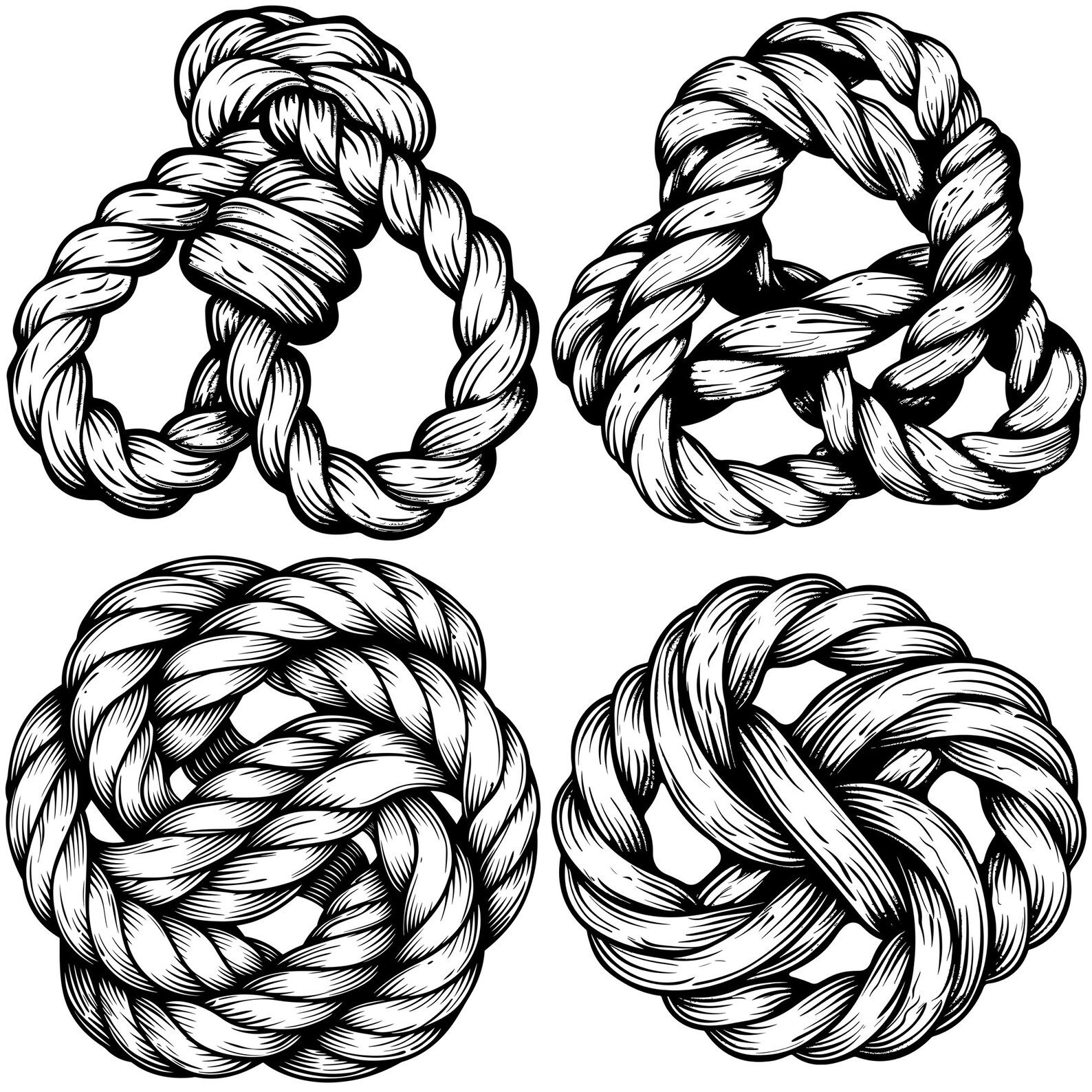 35 Rope Knots Clipart Bundle / Outline & Stamp Graphics / Decorative ...