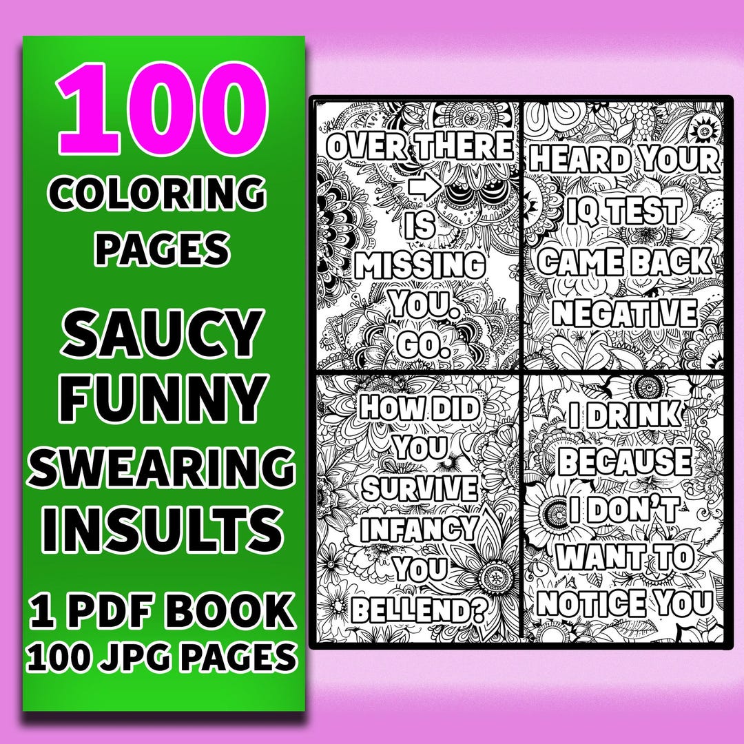 Coloring Pages: Saucy Swearing Insults - 100 Printable Sheets - Etsy