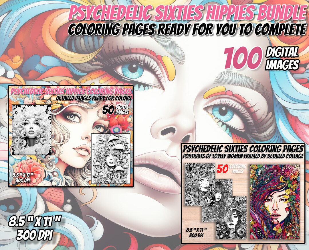 Printable Coloring Pages Bundle, Coloring Download, Psychedelic ...
