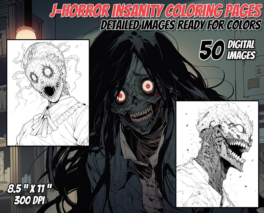 J-horror Anime Coloring Pages: 50 Insane Designs (digital Download) - Etsy