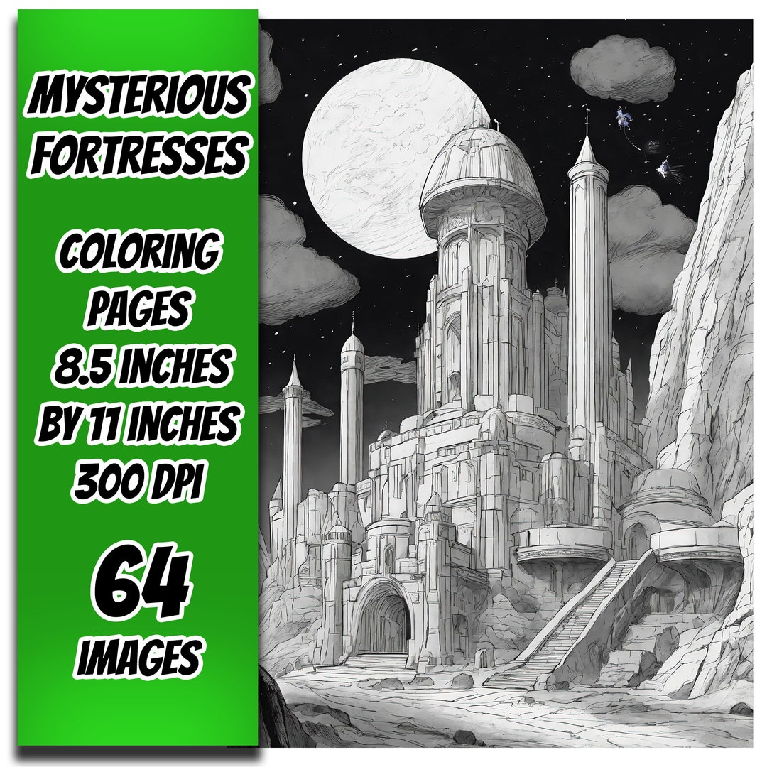 Mysterious Fortress Coloring Pages: Fantasy Castles and Buildings (64 ...