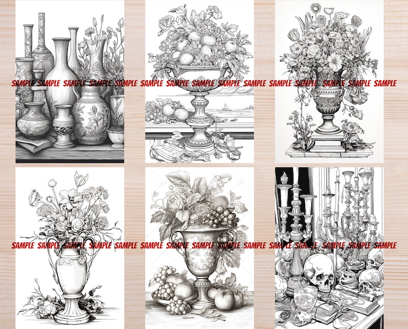 50 Baroque Still Life Coloring Pages - Etsy