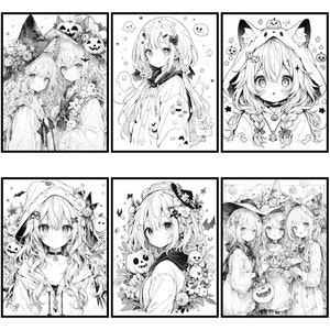 Kawaii Halloween Coloring Pages Bundle Super Cute Holiday - Etsy