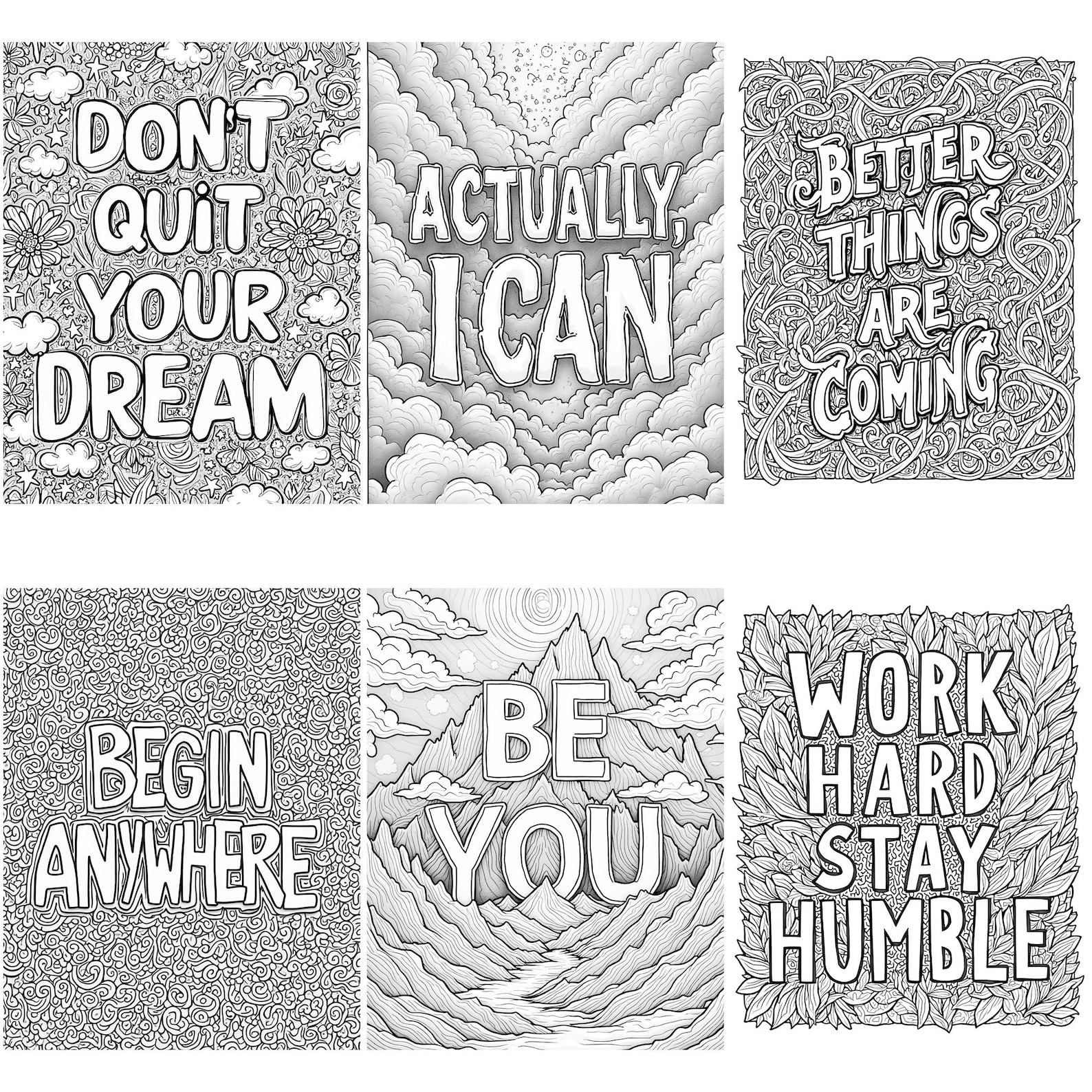 Motivational Quote Coloring Pages - 50 Printable Affirmations - Etsy