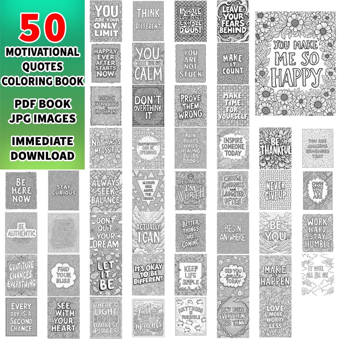 50 Motivation Coloring Pages | Inspirational Motivational Quotes ...