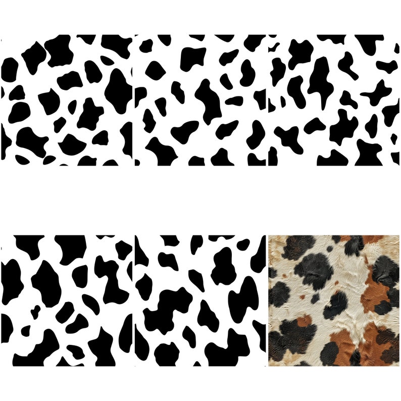 Cowhide Pattern SVG PNG Bundle: 50 Seamless Farmhouse Prints (digital ...